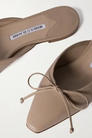 Manolo Blahnik Ballerimu Leather Point-toe Mules - Neutrals