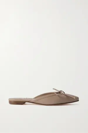 Manolo Blahnik Ballerimu Leather Point-toe Mules - Neutrals