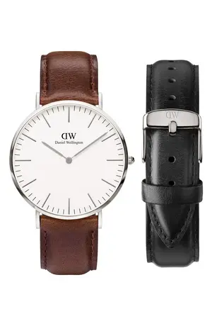 DANIEL WELLINGTON Daniel Wellington Classic St. Mawes Strap Watch Silver/ Eggshell