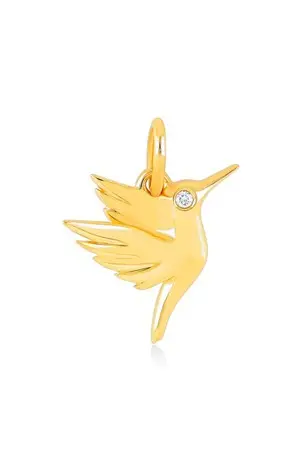 Ef Collection Hummingbird Diamond Pendant Charm - Yellow Gold