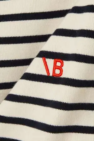 Victoria Beckham Embroidered Striped Cotton-jersey Hoodie