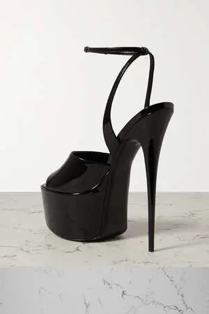Saint Laurent Kika Patent-leather Platform Sandals