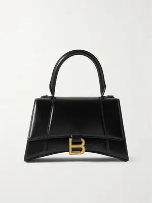 Balenciaga Hourglass Small Leather Tote Black