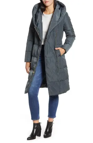 Cole Haan Down And Feather A-Line Coat Graphite