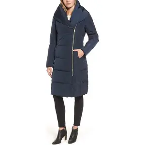 Cole Haan Down And Feather A-line Coat - Navy