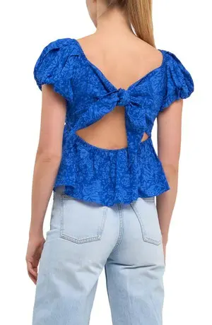 Endless Rose Floral Cutout Bow Tie Top