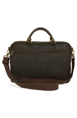 Barbour Waxed Leather Briefcase - Olive