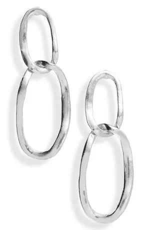 KARINE SULTAN Double Hoop Drop Earrings - Silver