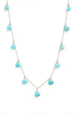 Anzie Briolette Stone Charm Necklace - Turquoise
