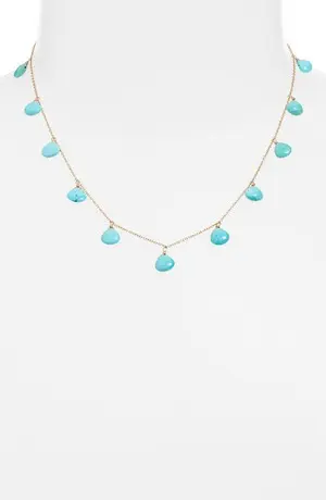Anzie Briolette Stone Charm Necklace - Turquoise