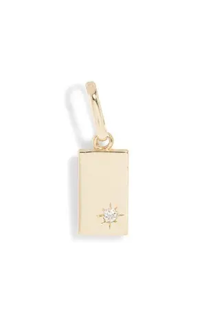 Anzie Love Letter Dog Tag Diamond Pendant Charm - Gold/diamond