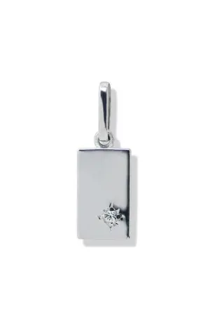 Anzie Anzie Love Letter Dog Tag Pendant Charm Silver/ White Sapphire