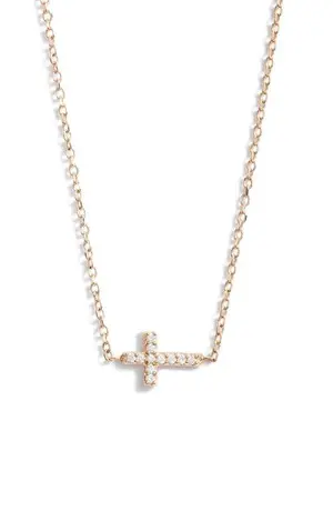 Anzie Love Letter Pavé Diamond Cross Pendant Necklace - Gold/diamond/16 In