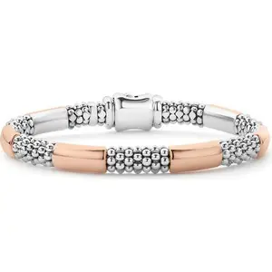 Lagos High Bar Caviar Rope Bracelet - Rose Gold