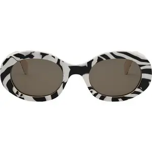 Celine CELINE Triomphe 52mm Oval Sunglasses Animal/brown