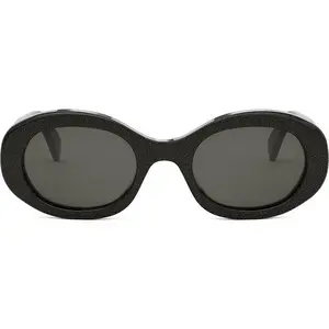 Celine Triomphe 52mm Oval Sunglasses - Black/ Crystal / Smoke