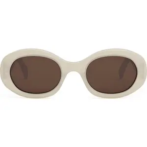 Celine CELINE Triomphe 52mm Oval Sunglasses Ivory / Brown