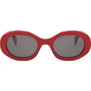 Celine Triomphe 52mm Oval Sunglasses - Red/ Smoke