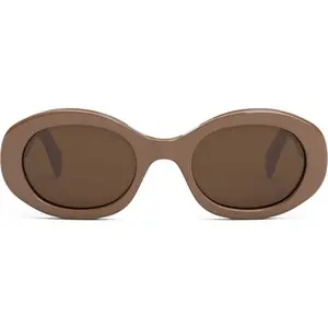 Celine CELINE Triomphe 52mm Oval Sunglasses Shiny Light Brown