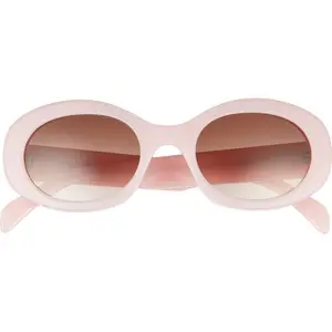 Celine CELINE Triomphe 52mm Oval Sunglasses Shiny Milky Baby Pink/brown