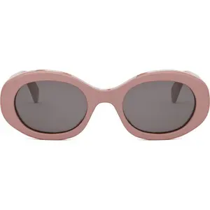 Celine CELINE Triomphe 52mm Oval Sunglasses Shiny Pink/smoke