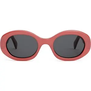 Celine CELINE Triomphe 52mm Oval Sunglasses Shiny Red / Smoke