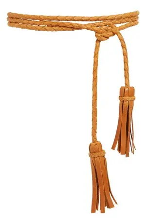 ADA Ada' Braided Leather Belt Cognac