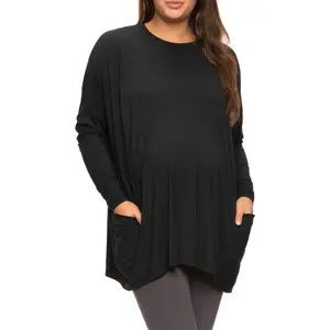 Felina Stretch Modal Maternity Pajama Top Black