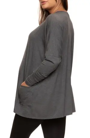 Felina Stretch Modal Maternity Pajama Top - Heathered Charcoal
