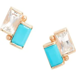 Anzie Cléo Deux Carré Stud Earrings - Turquoise
