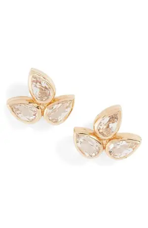 Anzie Anzie Bouquet Fleur De Lis Stud Earrings Clear Topaz