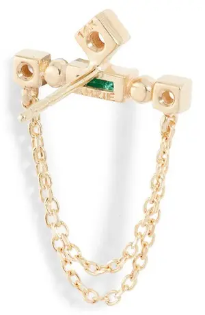 Anzie Cléo & Diamond Bar Chain Earrings