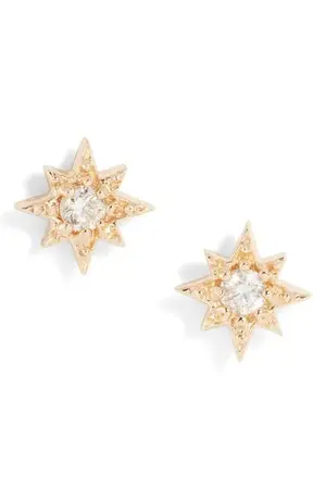 Anzie Petite Diamond North Star Stud Earrings - Gold/diamond