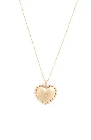 Anzie Mini Dew Drop Heart Locket Necklace - Gold/diamond