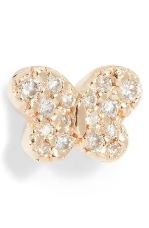 Anzie Love Letter Pavé Butterfly Stud Earring - Gold/diamond