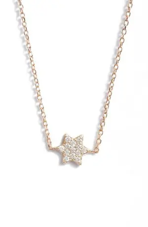 Anzie Love Letter Diamond Star Of David Pendant Necklace - Gold/diamond/16 In