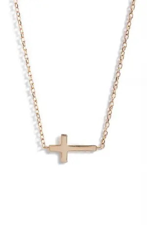 Anzie Love Letter Cross Pendant Necklace - Yellow Gold