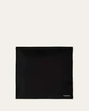 TOM FORD Men's Silk Pocket Square Black Solid