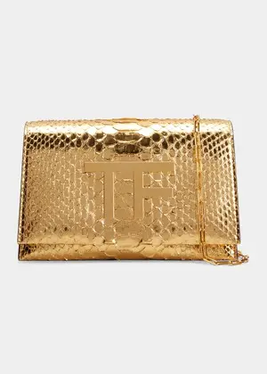 TOM FORD Metallic Python TF Disco Crossbody Bag - Gold