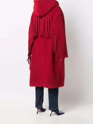 Stella McCartney Fringed Belted Teddy Coat - Red