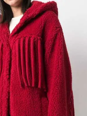 Stella McCartney Fringed Belted Teddy Coat - Red