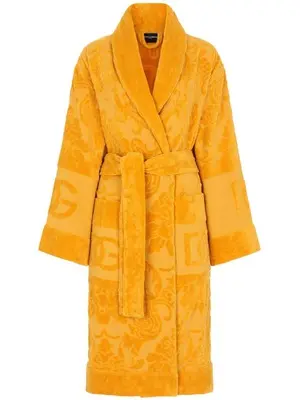 Dolce & Gabbana Terry Cotton Jacquard Bath Robe - Orange