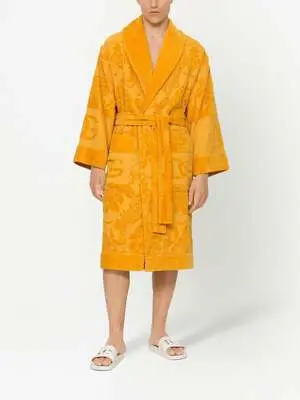 Dolce & Gabbana Terry Cotton Jacquard Bath Robe - Orange