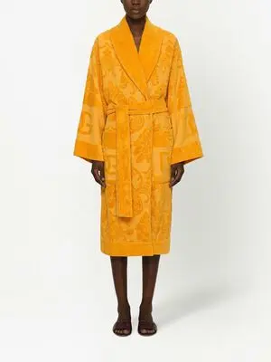 Dolce & Gabbana Terry Cotton Jacquard Bath Robe - Orange
