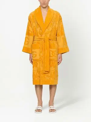 Dolce & Gabbana Terry Cotton Jacquard Bath Robe - Orange