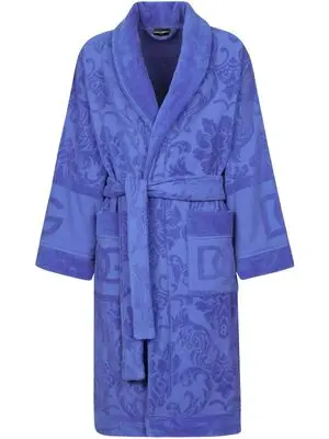 Dolce & Gabbana Terry Cotton Jacquard Bath Robe - Purple