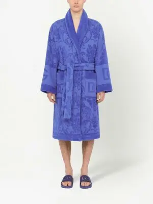 Dolce & Gabbana Terry Cotton Jacquard Bath Robe - Purple