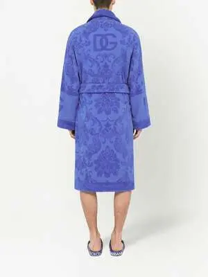 Dolce & Gabbana Terry Cotton Jacquard Bath Robe - Purple