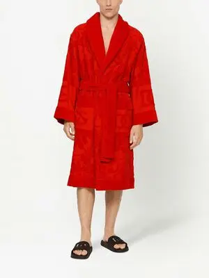 Dolce & Gabbana Terry Cotton Jacquard Bath Robe - Red
