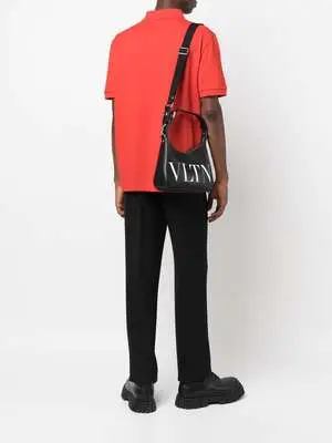 Valentino Garavani Vltn Leather Shoulder Bag - Black